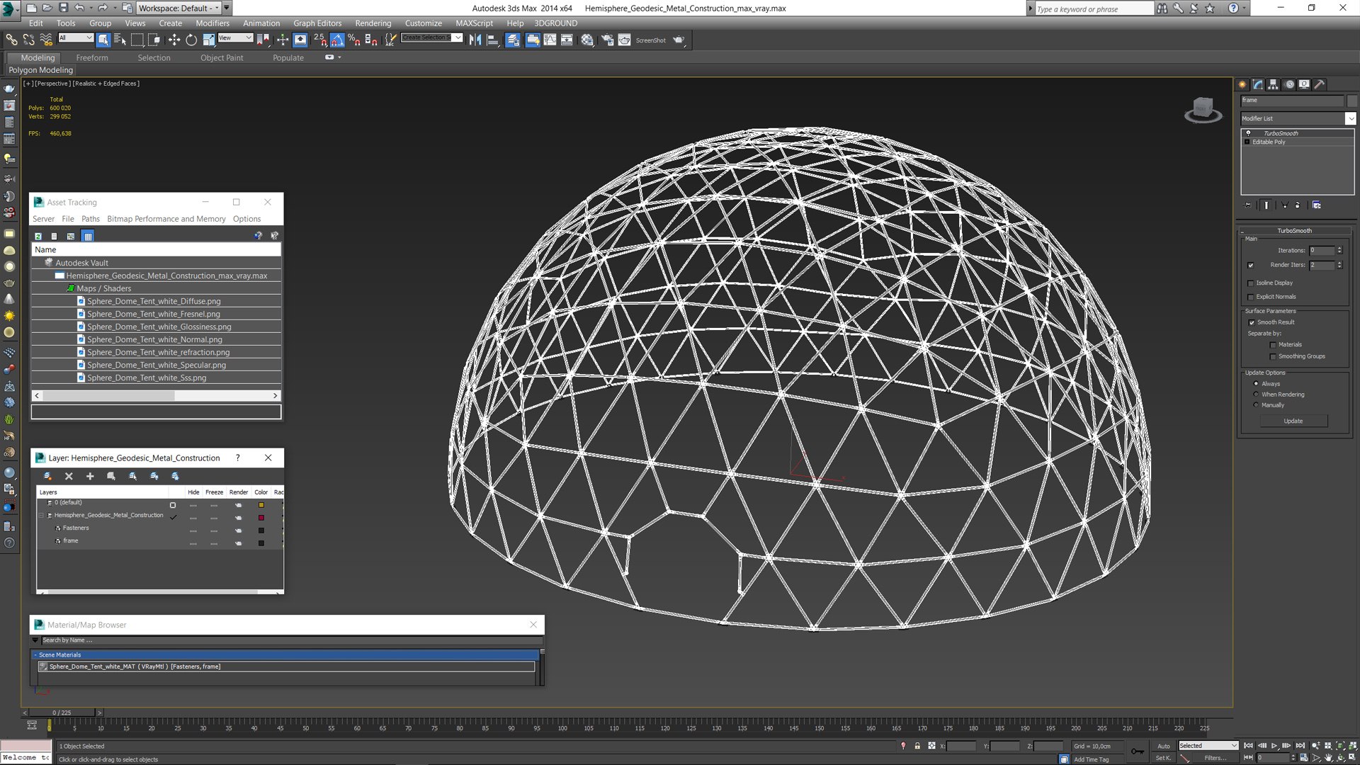 Hemisphere Geodesic Metal Construction Model - TurboSquid 2247434
