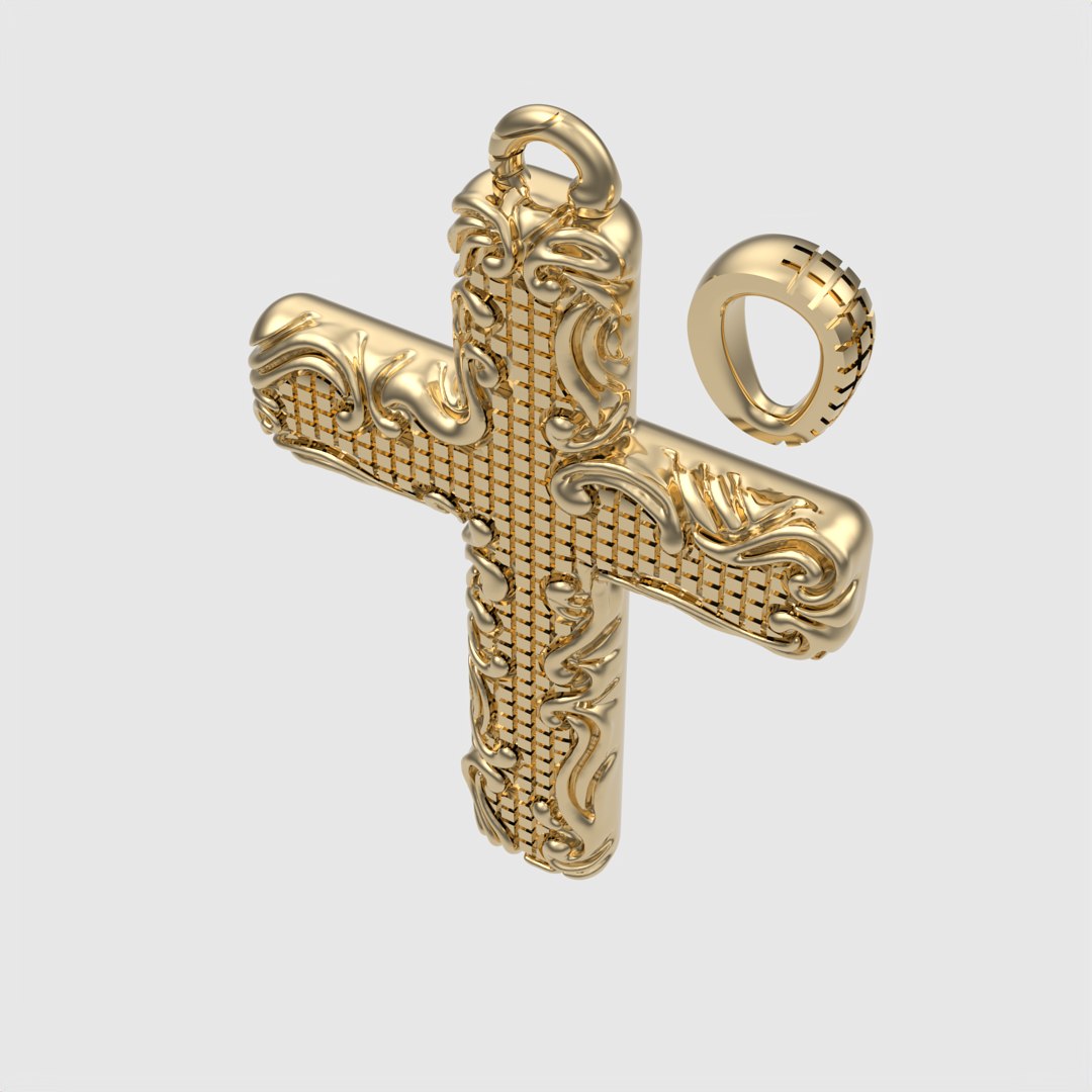 3D Floral Pattern Cross Pendant JDBCo Model - TurboSquid 2342848