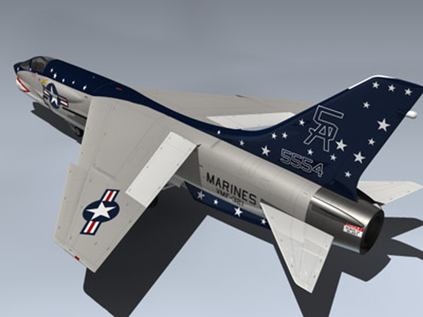 3d F-8k Crusader Vmf-321 Fighter