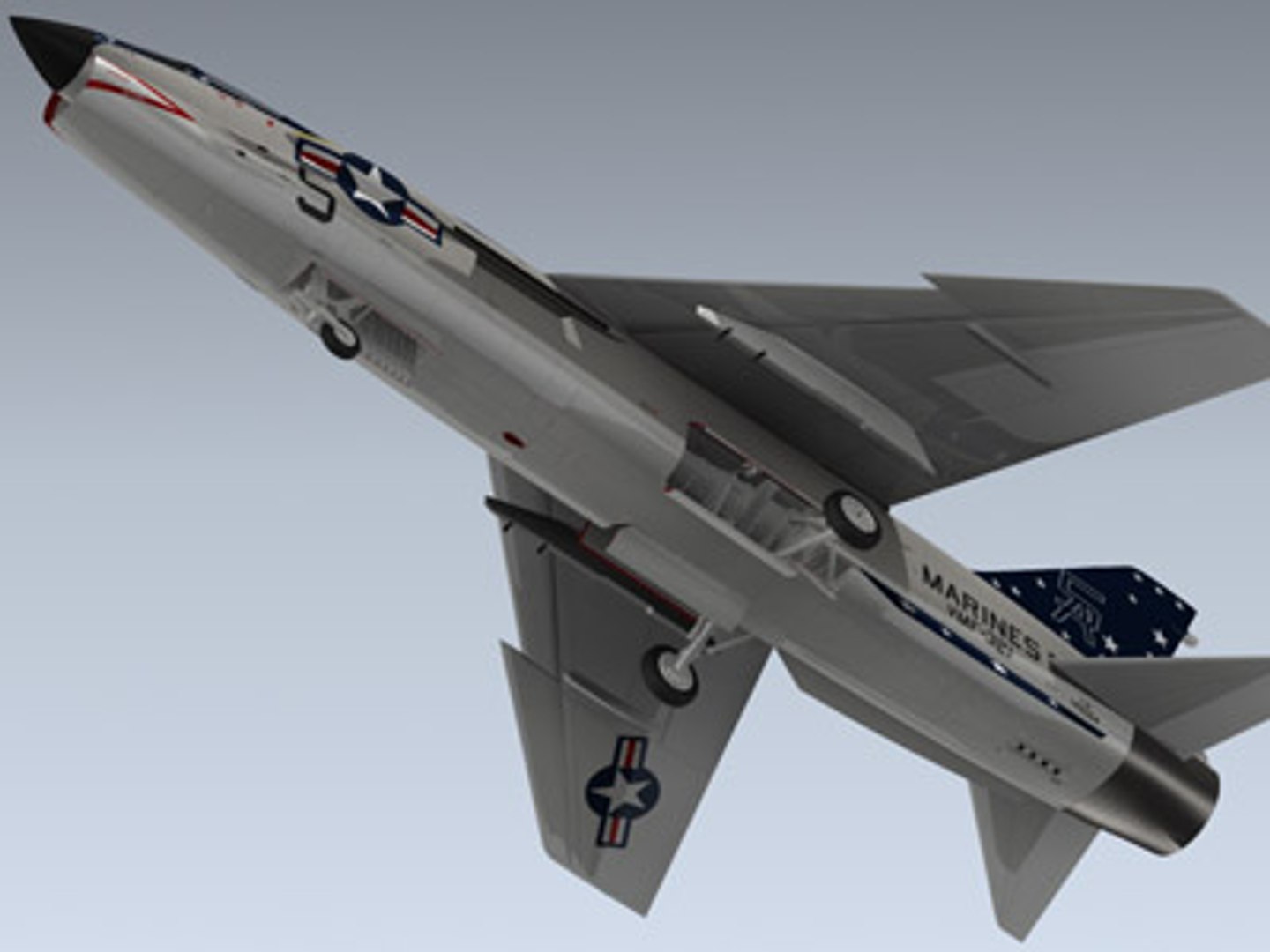 3d F-8k Crusader Vmf-321 Fighter