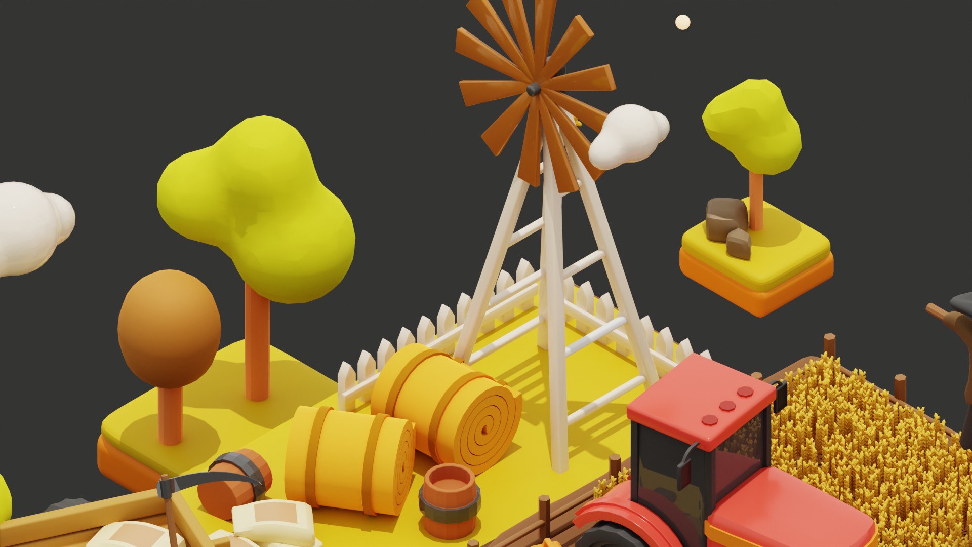 3D Stylized Wheat Field Environment Pack Low-poly 3D Model Low-poly 3D ...