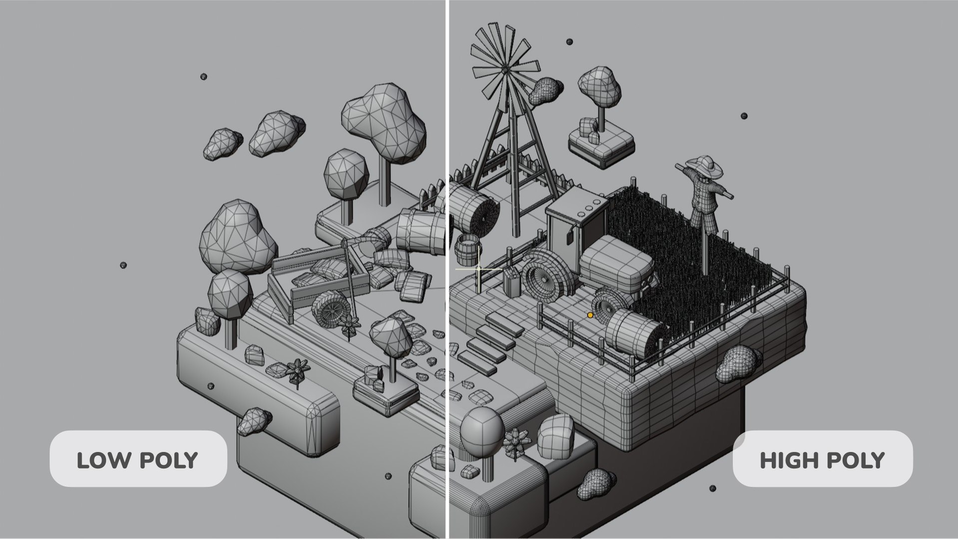 3D Stylized Wheat Field Environment Pack Low-poly 3D Model Low-poly 3D ...