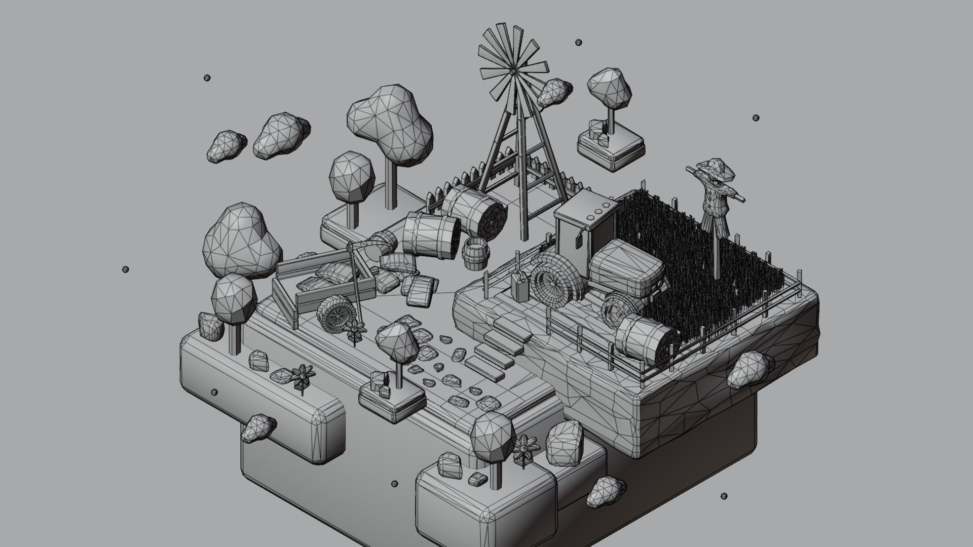 3D Stylized Wheat Field Environment Pack Low-poly 3D Model Low-poly 3D ...