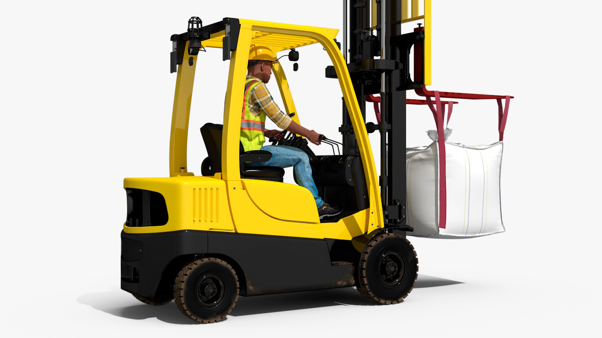 Electric Forklift With Operator And Bulk Bag 3D Model - TurboSquid 2314273