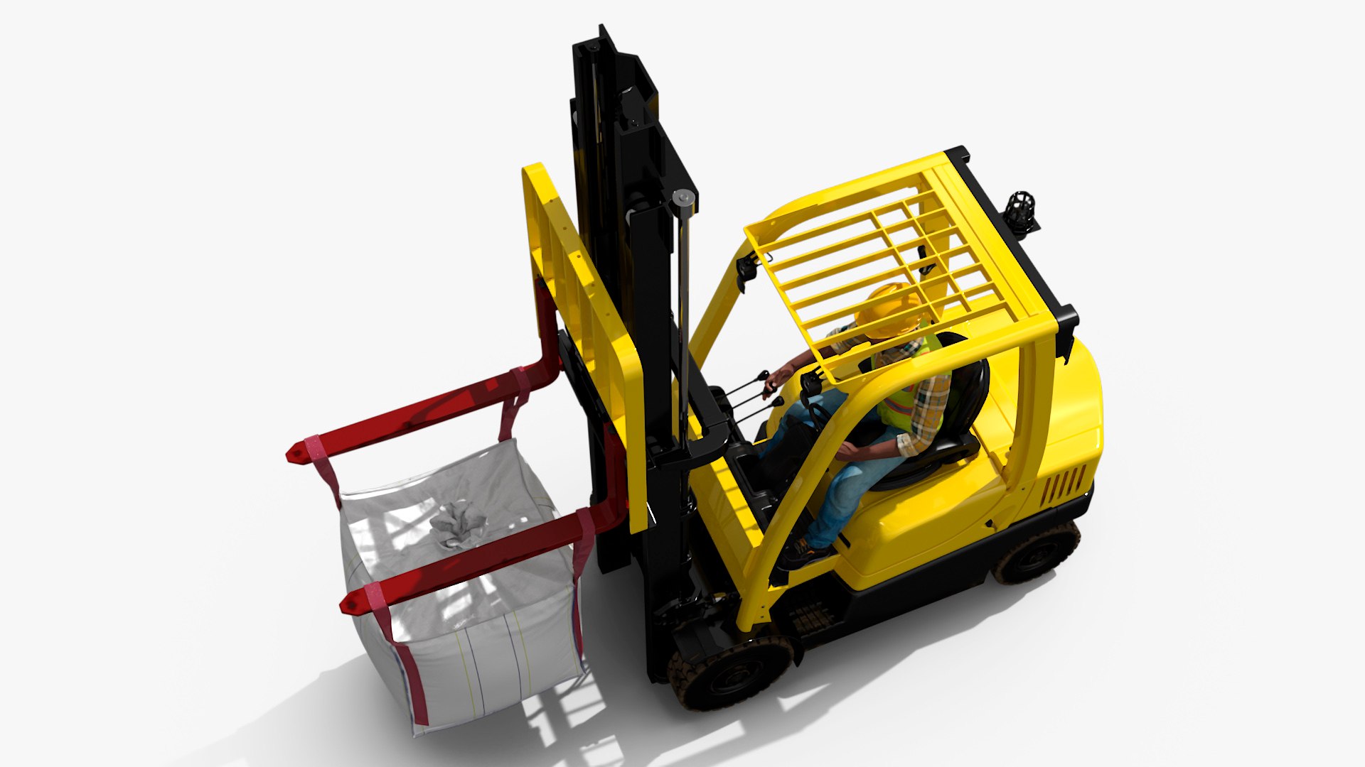 Electric Forklift With Operator And Bulk Bag 3D Model - TurboSquid 2314273