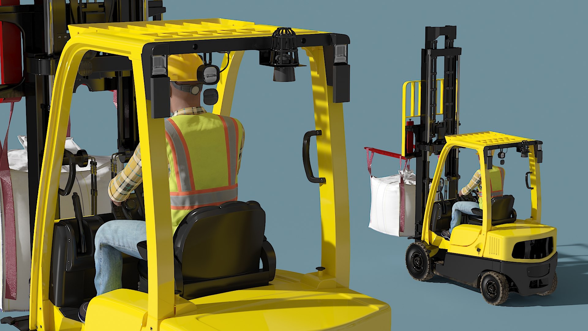 Electric Forklift With Operator And Bulk Bag 3D Model - TurboSquid 2314273