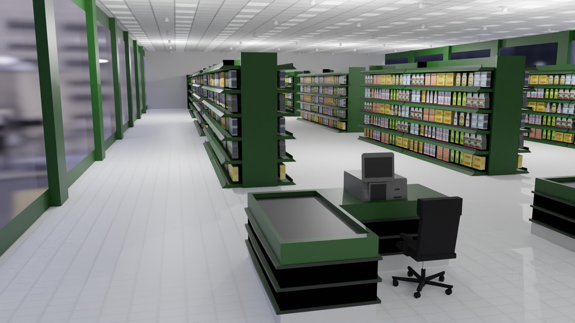 Supermarket Interior 3D Model - TurboSquid 2140766