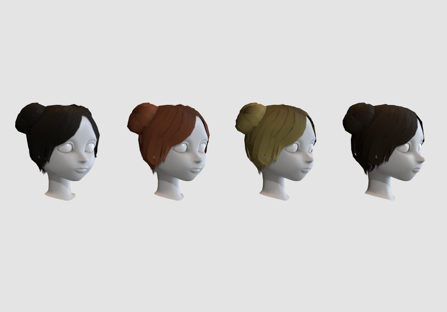 Hairstyle In 4 Colors 3D Model - TurboSquid 1899399