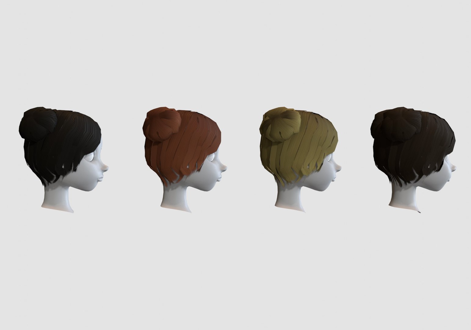 Hairstyle In 4 Colors 3D Model - TurboSquid 1899399
