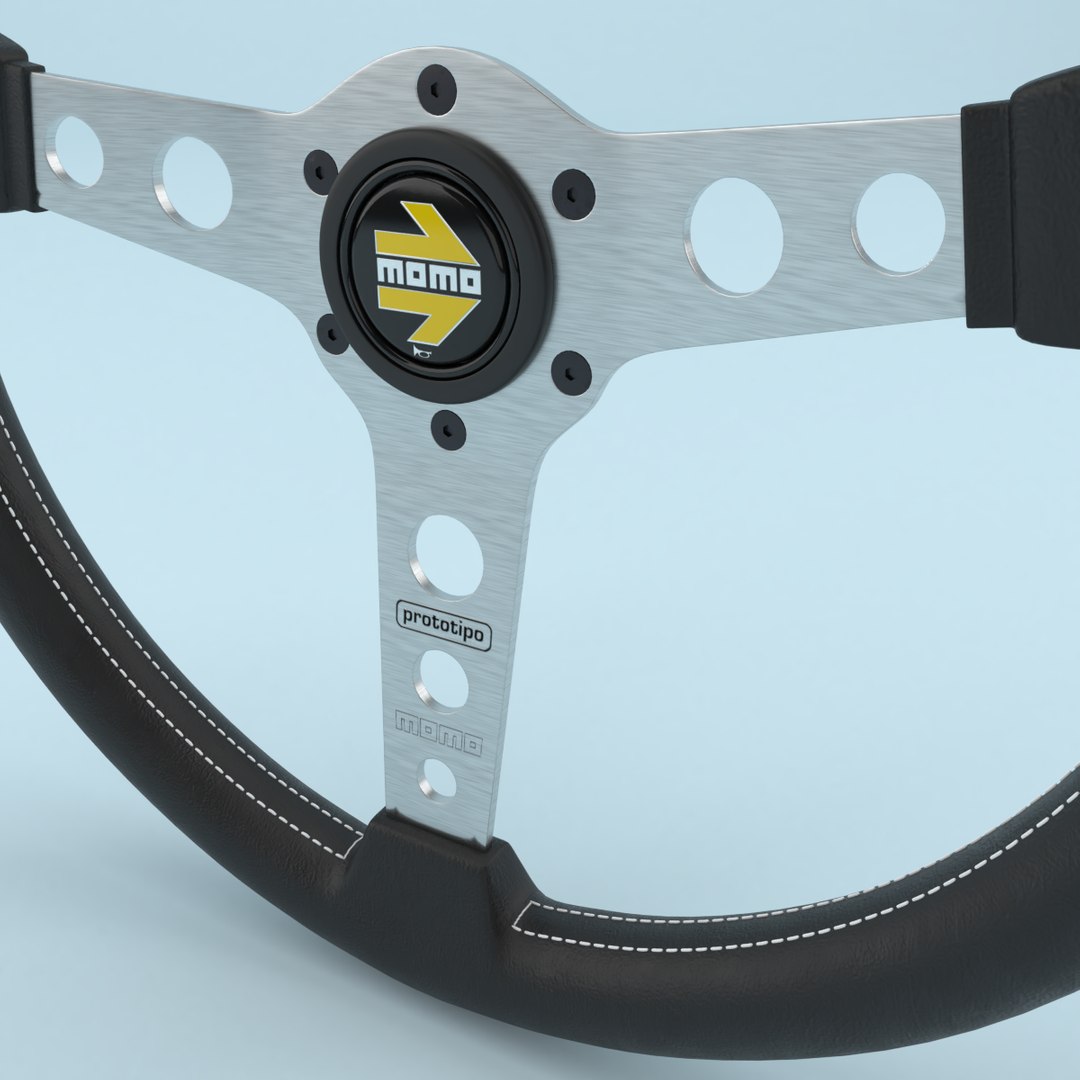 3D model MOMO PROTOTIPO 370MM Black Leather Brushed Aluminum ...