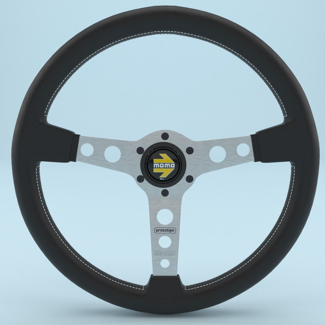 3D model MOMO PROTOTIPO 370MM Black Leather Brushed Aluminum ...