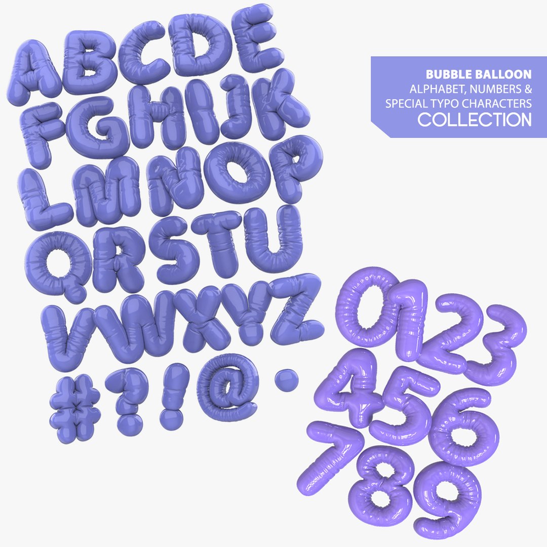 Bubble Or Ballon Typo With Numbers 3D - TurboSquid 2218296