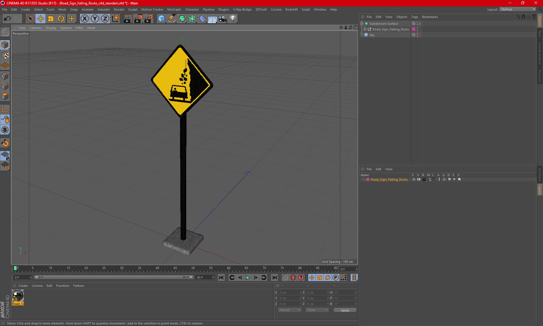 Road Sign Falling Rocks 3D Model - TurboSquid 2211874