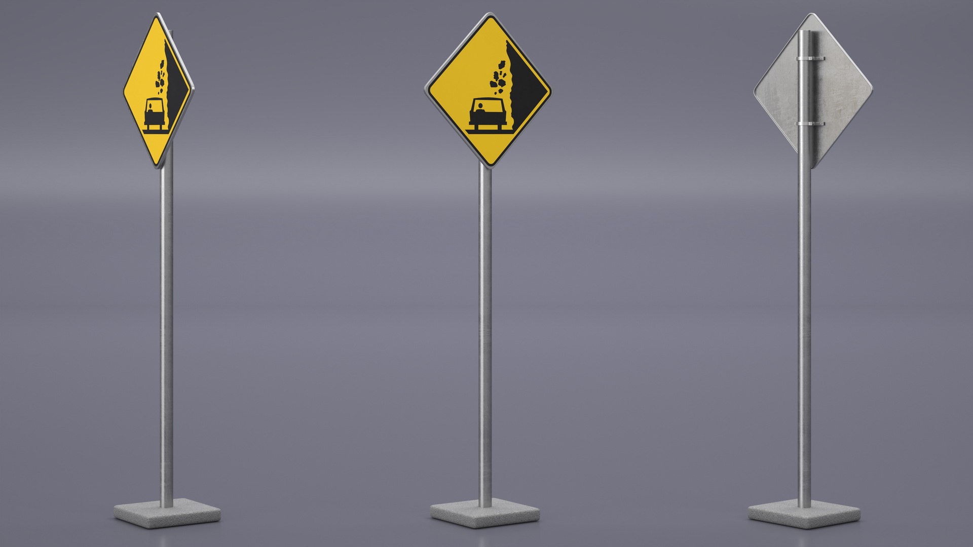 Road Sign Falling Rocks 3D Model - TurboSquid 2211874