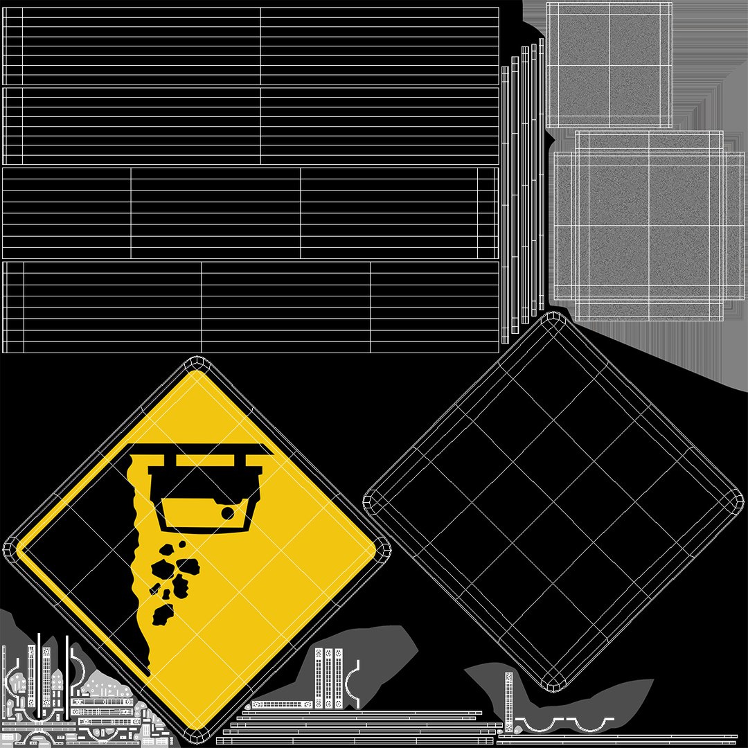 Road Sign Falling Rocks 3D Model - TurboSquid 2211874
