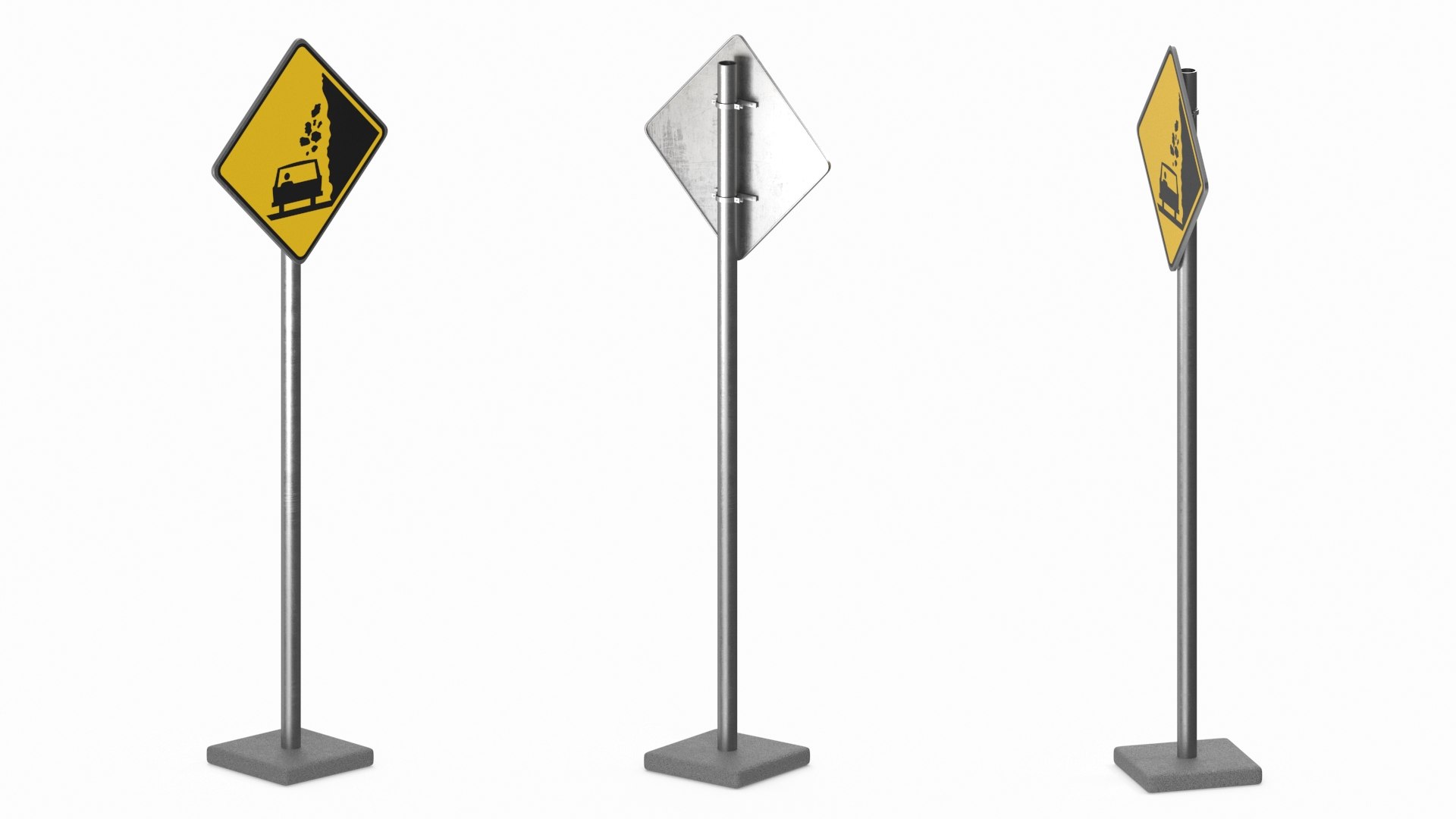 Road Sign Falling Rocks 3D Model - TurboSquid 2211874