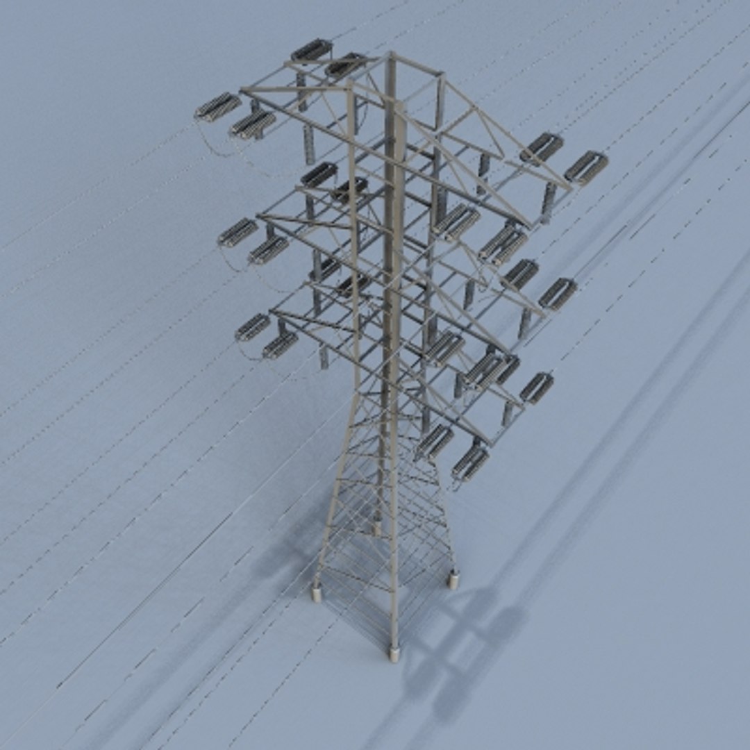 3d model voltage power lines
