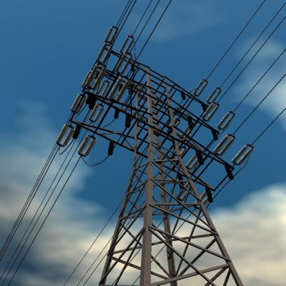 3d model voltage power lines