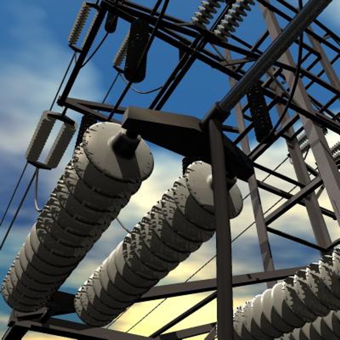 3d model voltage power lines
