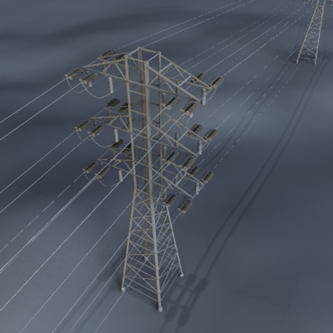 3d model voltage power lines