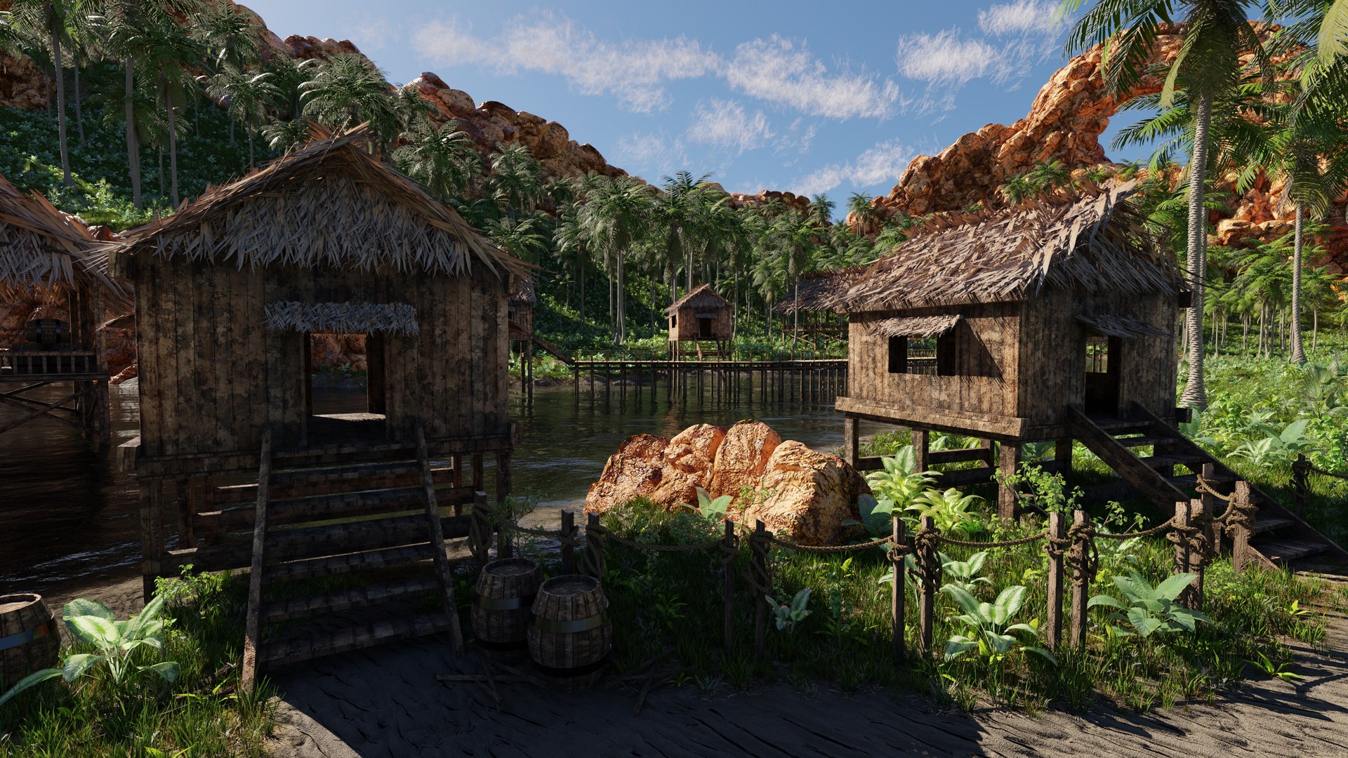 Waterfall Tropical Scene Model - TurboSquid 1986507