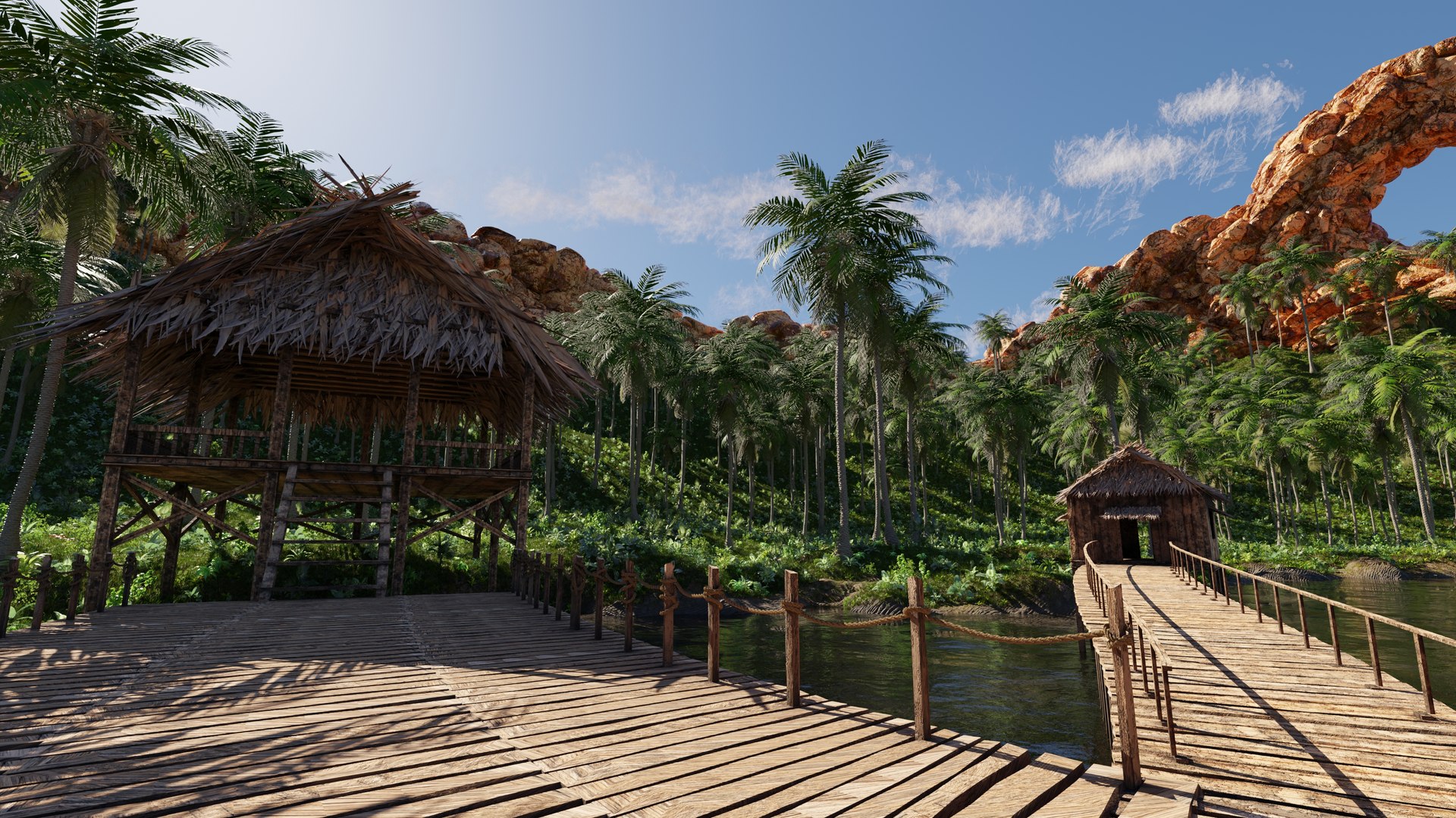 Waterfall Tropical Scene Model - TurboSquid 1986507