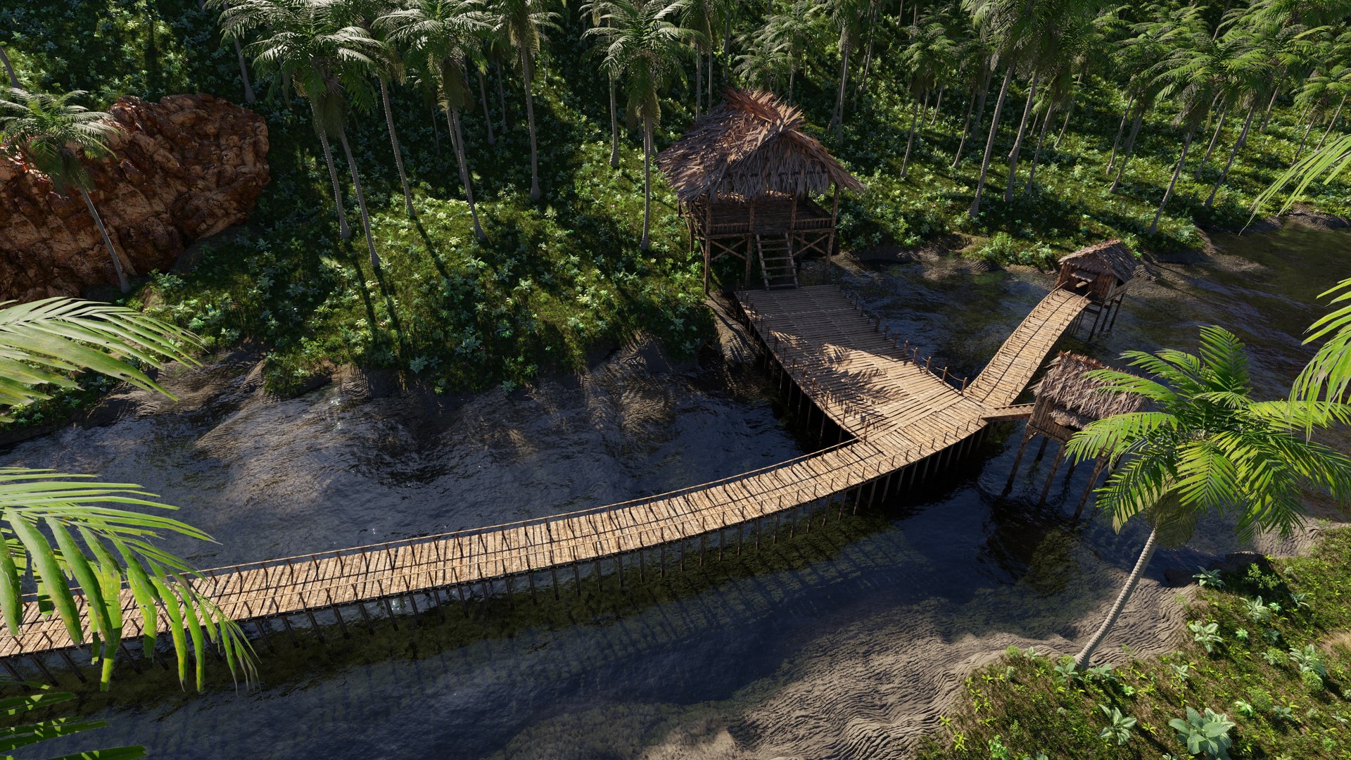 Waterfall Tropical Scene Model - TurboSquid 1986507