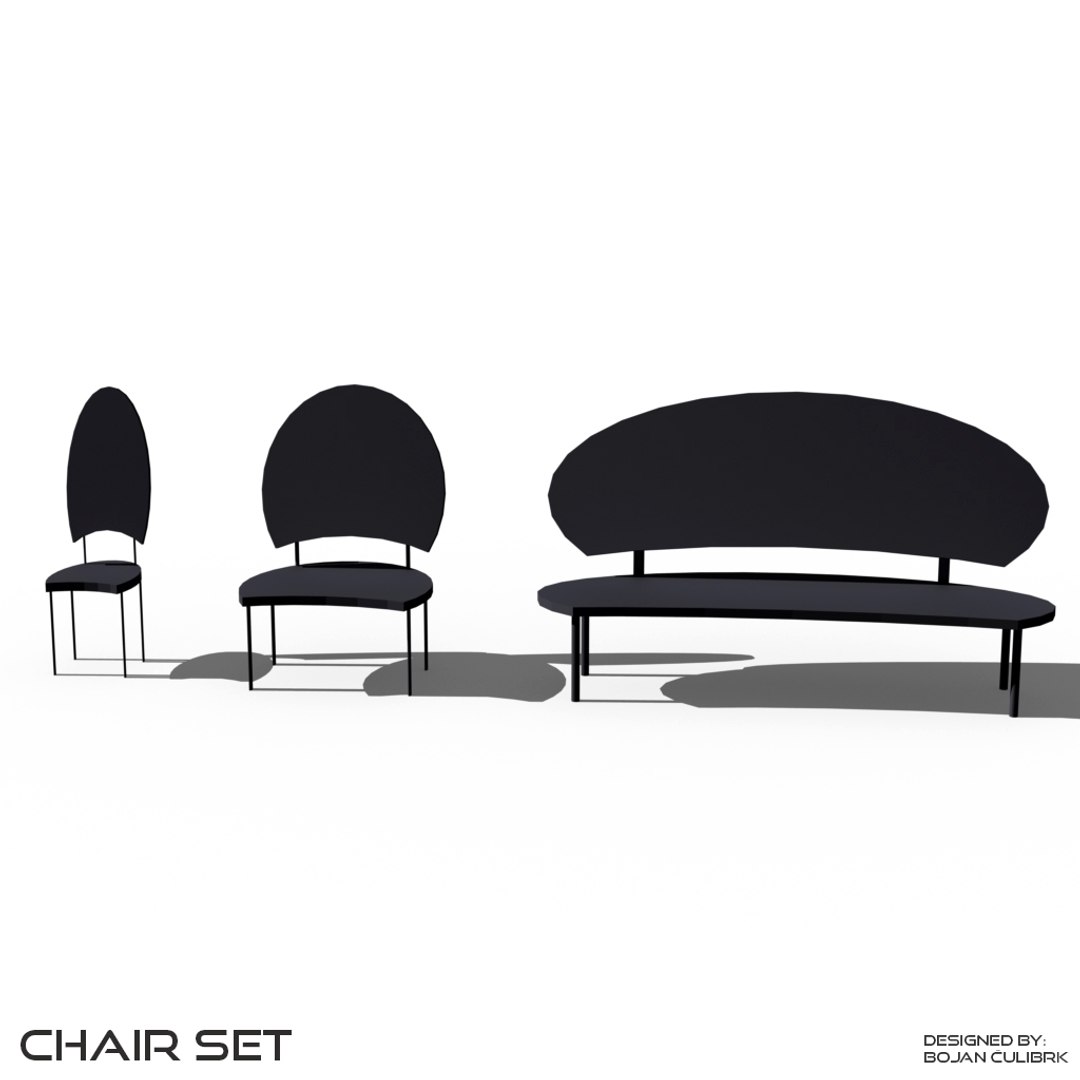 3d Model Bench Chair Set