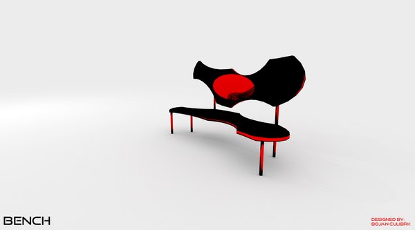 3d model bench chair set