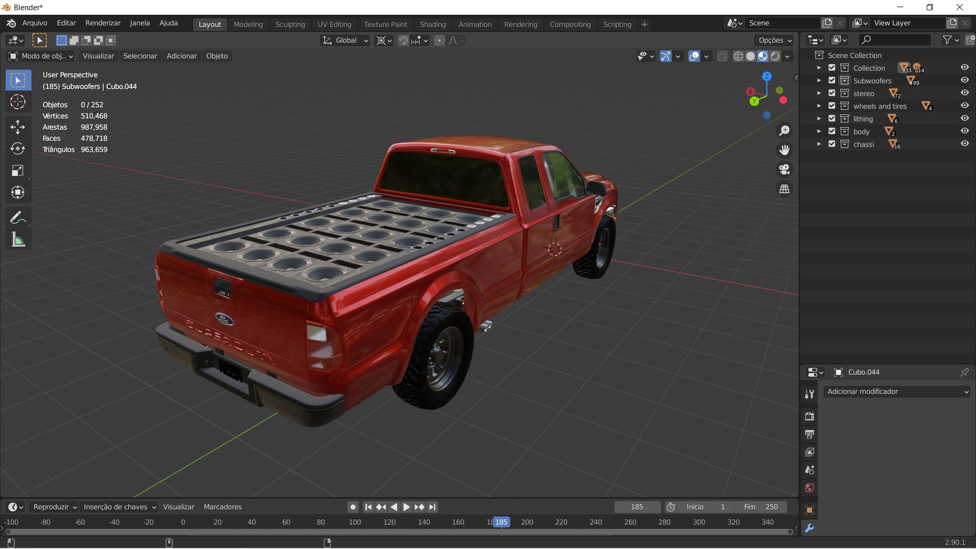 3D Ford F-250 2009 With Speaker - Blender Model - TurboSquid 1745031