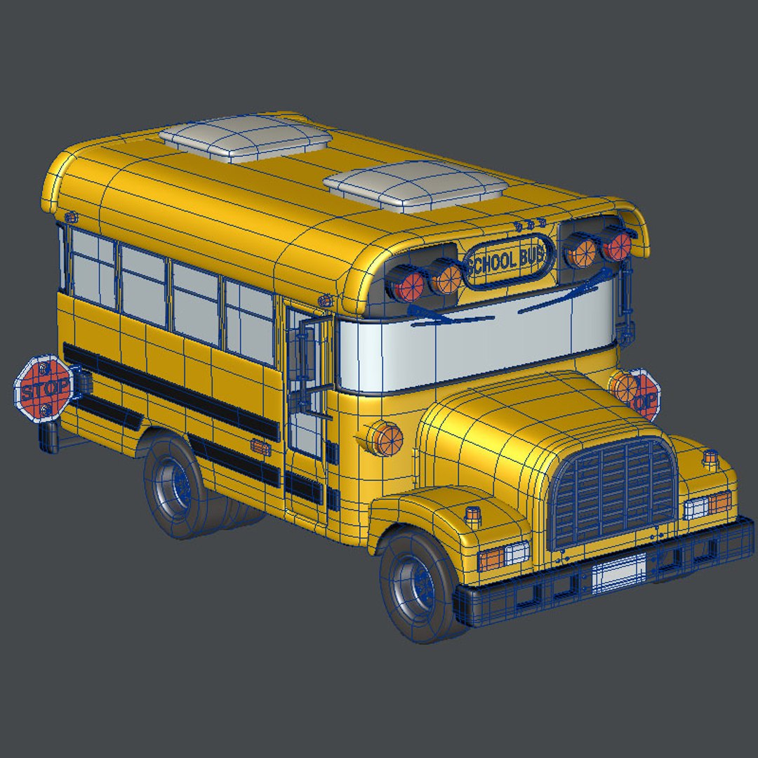 Cartoon School Bus 3d Model