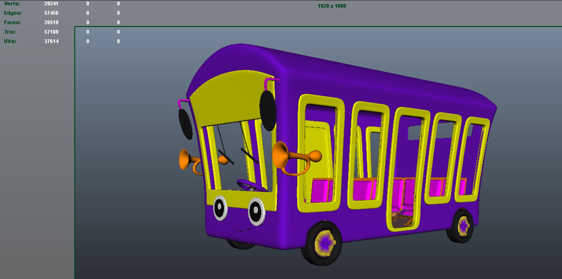 Cartoon Bus Model - TurboSquid 1283330