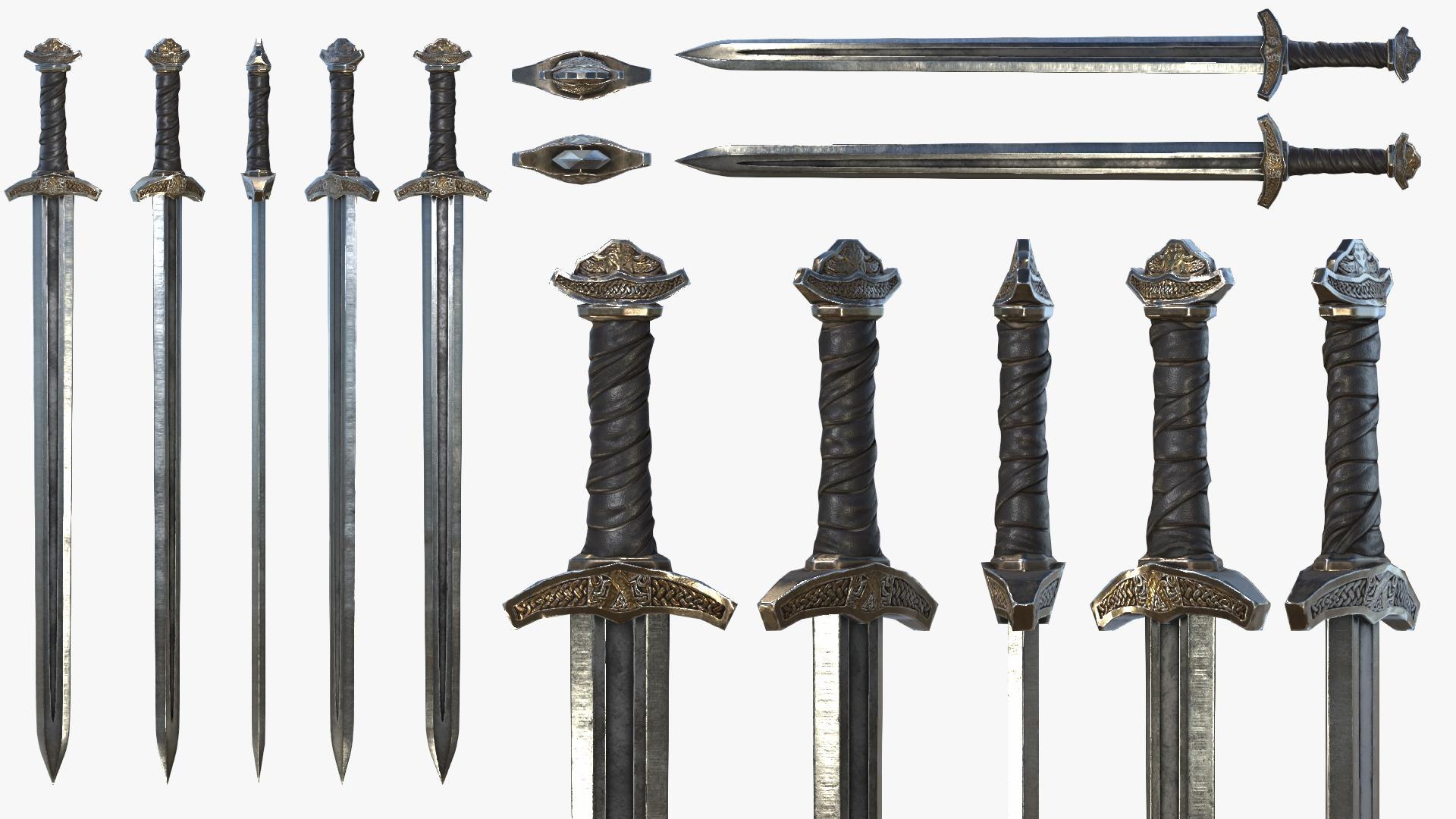 3D Model Fantasy Sword RPG Viking Sword Carolingian Broad Seax Sax ...