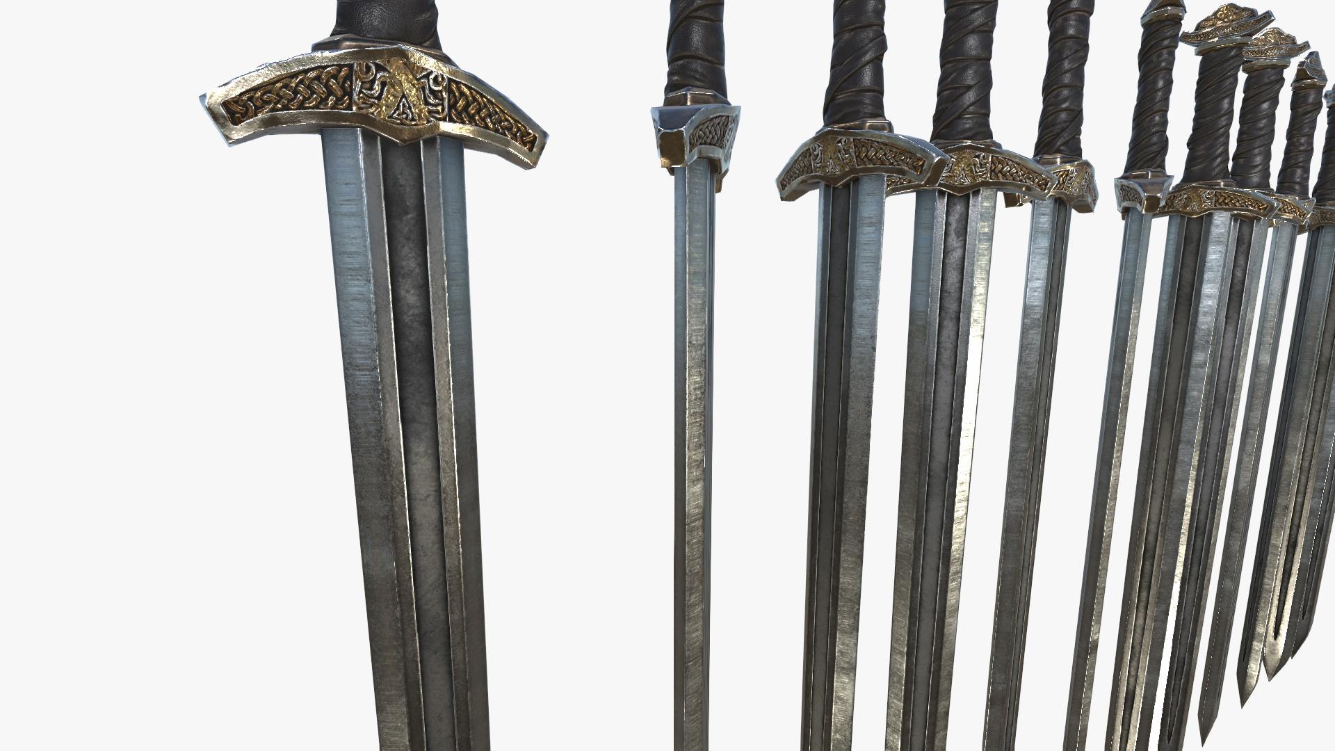 3D Model Fantasy Sword RPG Viking Sword Carolingian Broad Seax Sax ...