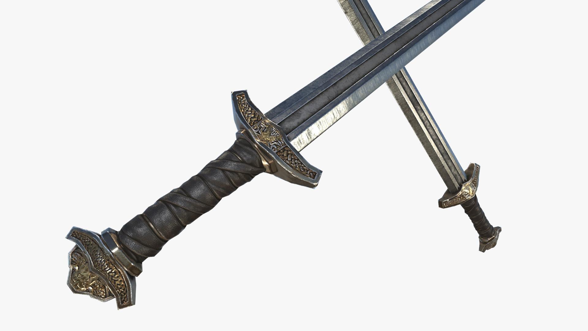 3D Model Fantasy Sword RPG Viking Sword Carolingian Broad Seax Sax ...