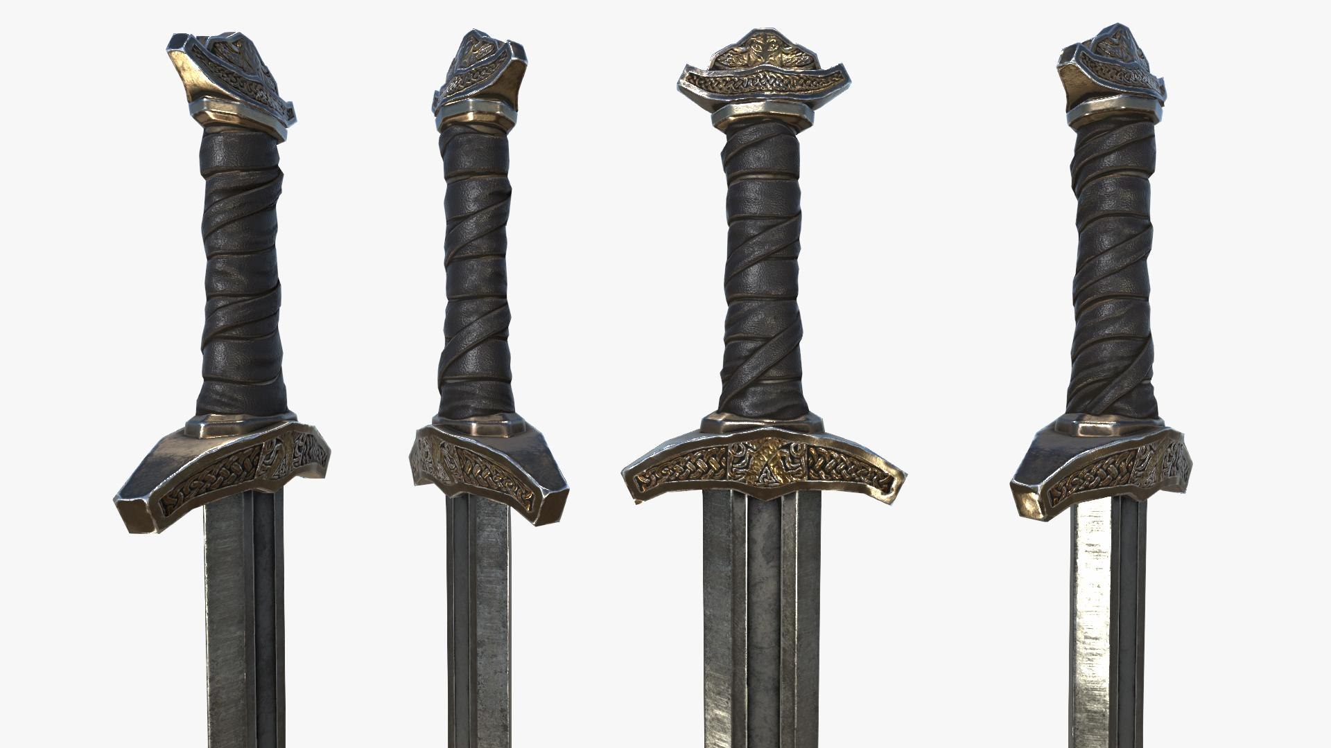 3D Model Fantasy Sword RPG Viking Sword Carolingian Broad Seax Sax ...