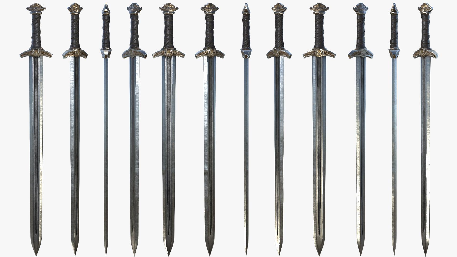 3D Model Fantasy Sword RPG Viking Sword Carolingian Broad Seax Sax ...