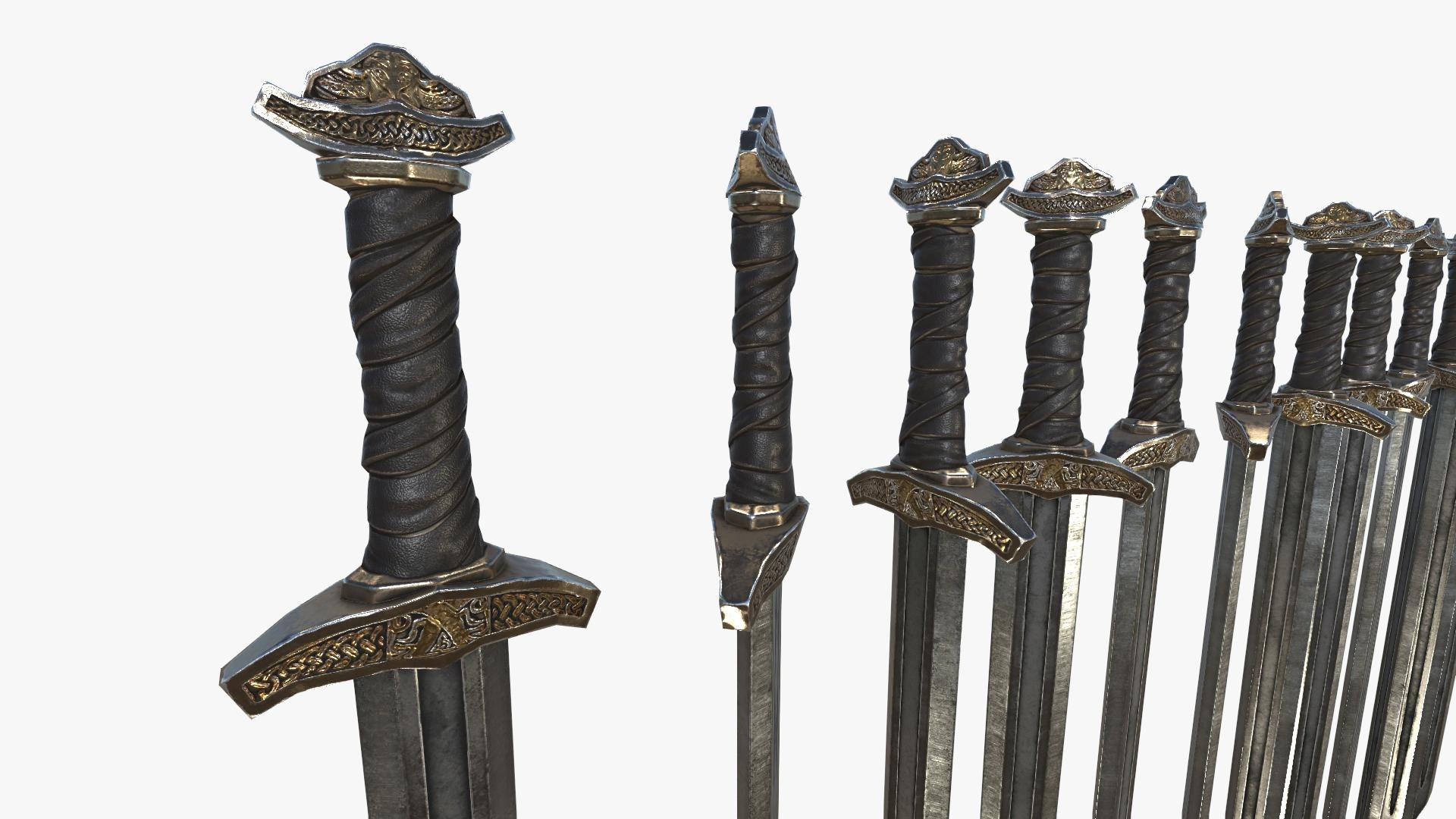 3D Model Fantasy Sword RPG Viking Sword Carolingian Broad Seax Sax ...