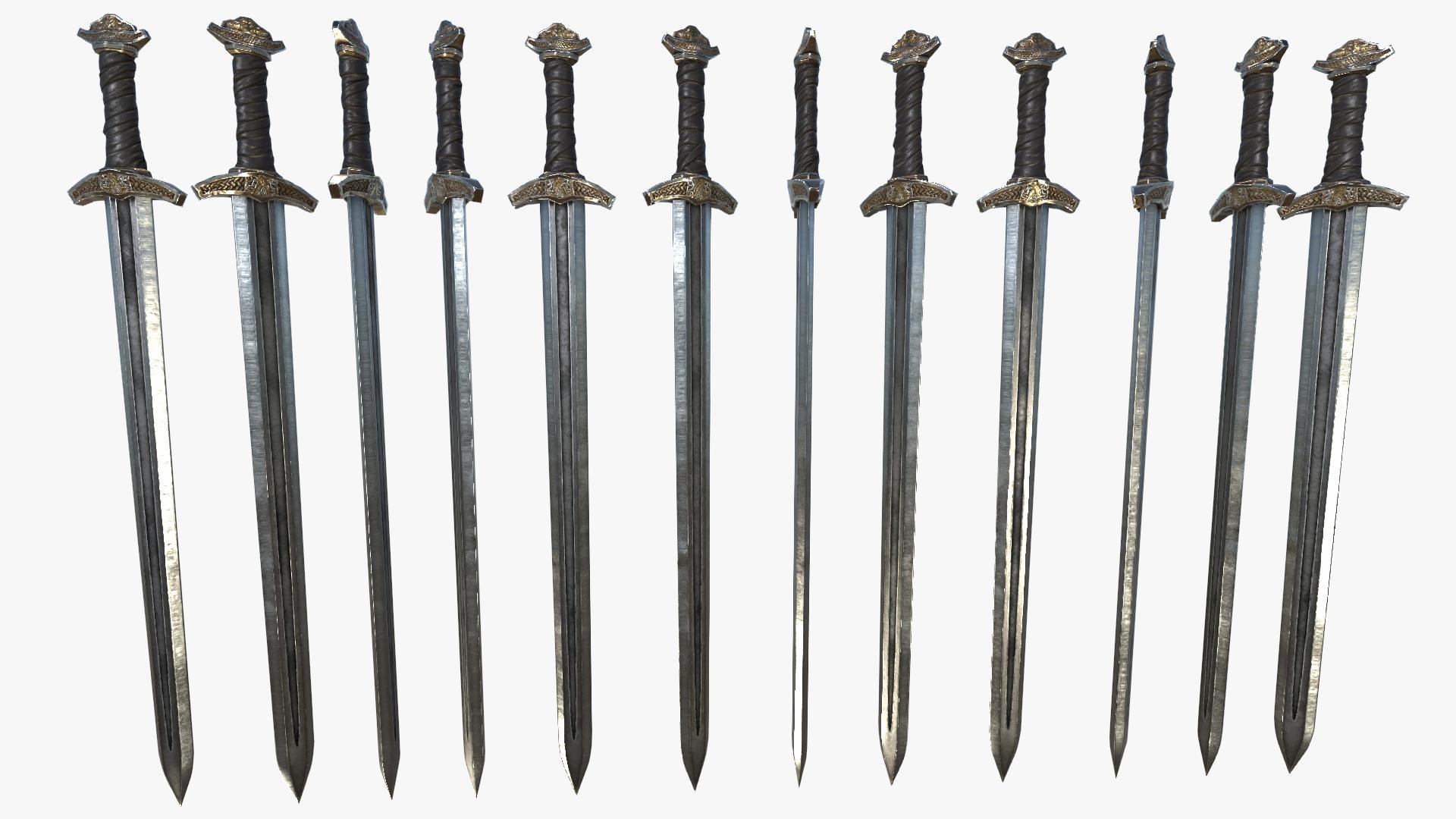 3D Model Fantasy Sword RPG Viking Sword Carolingian Broad Seax Sax ...