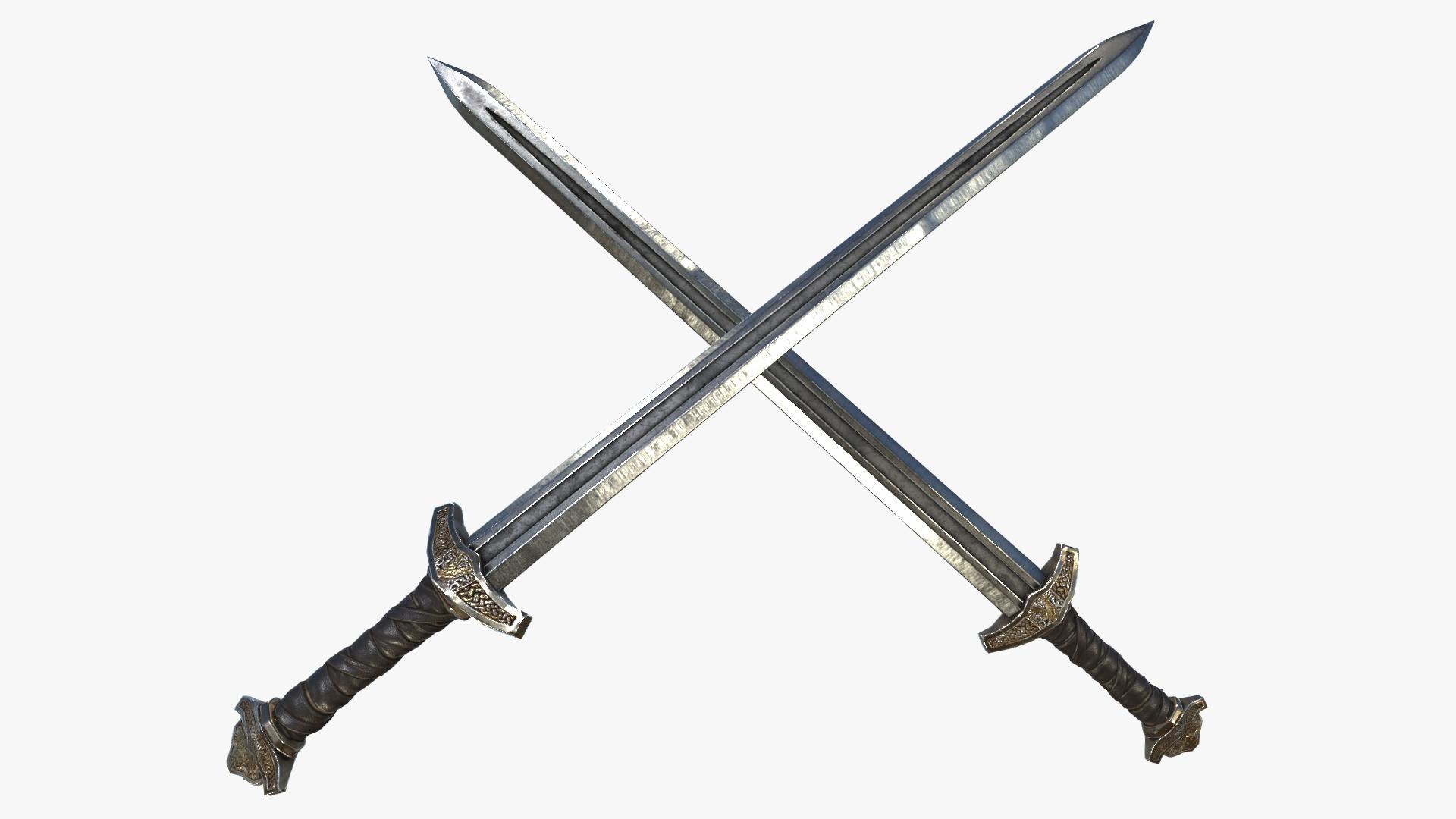 3D model Fantasy Sword RPG Viking Sword Carolingian Broad Seax Sax ...