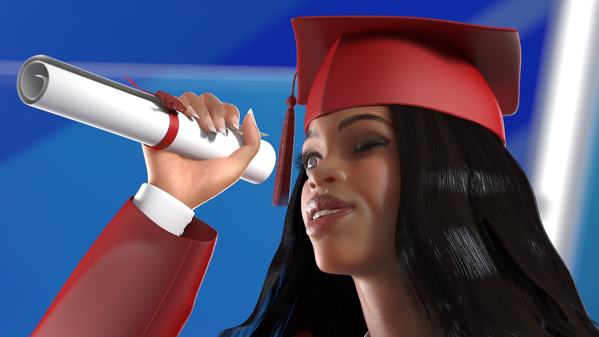 Light skin graduation gown 3D model - TurboSquid 1664260
