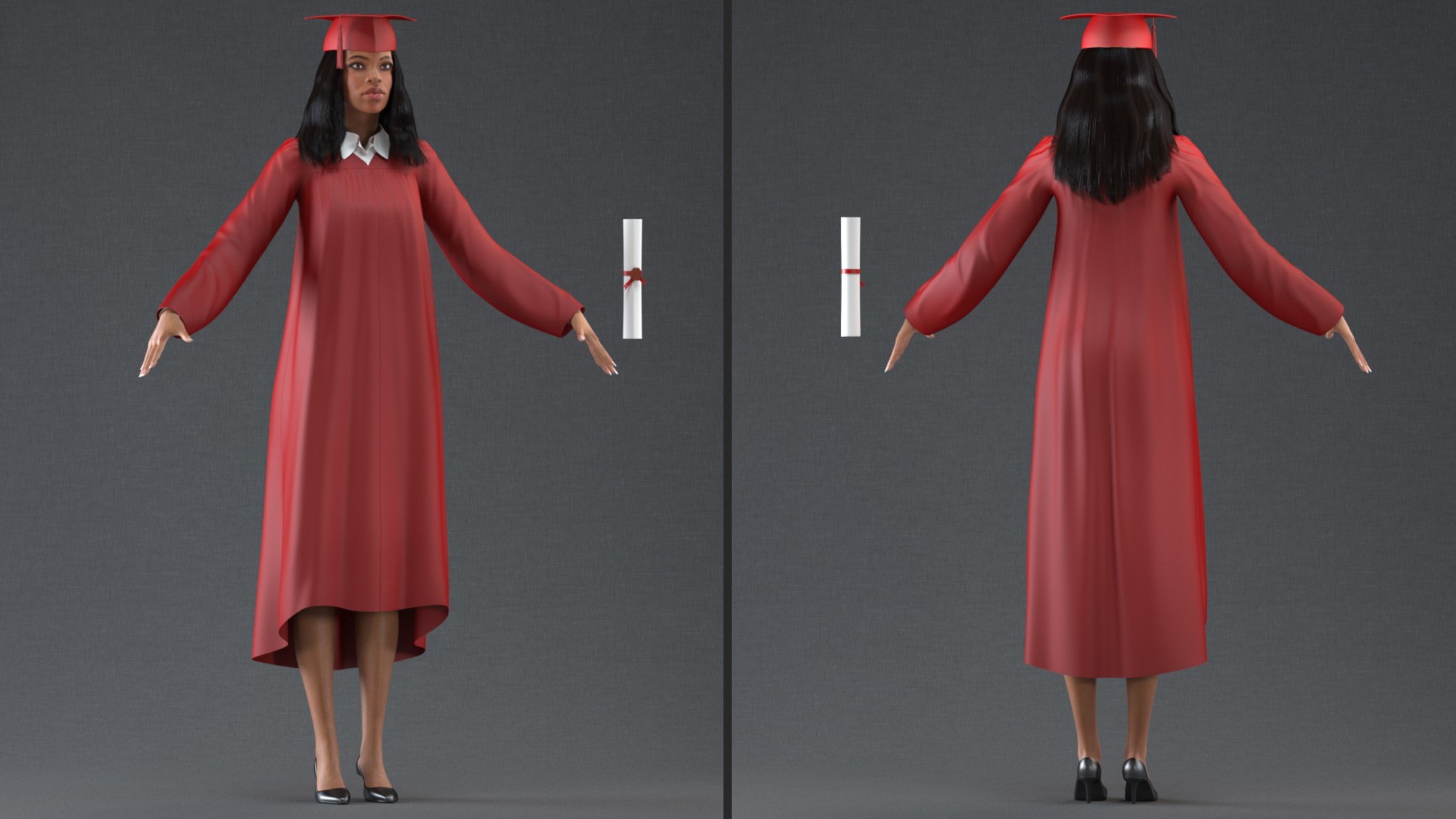 Light skin graduation gown 3D model - TurboSquid 1664260