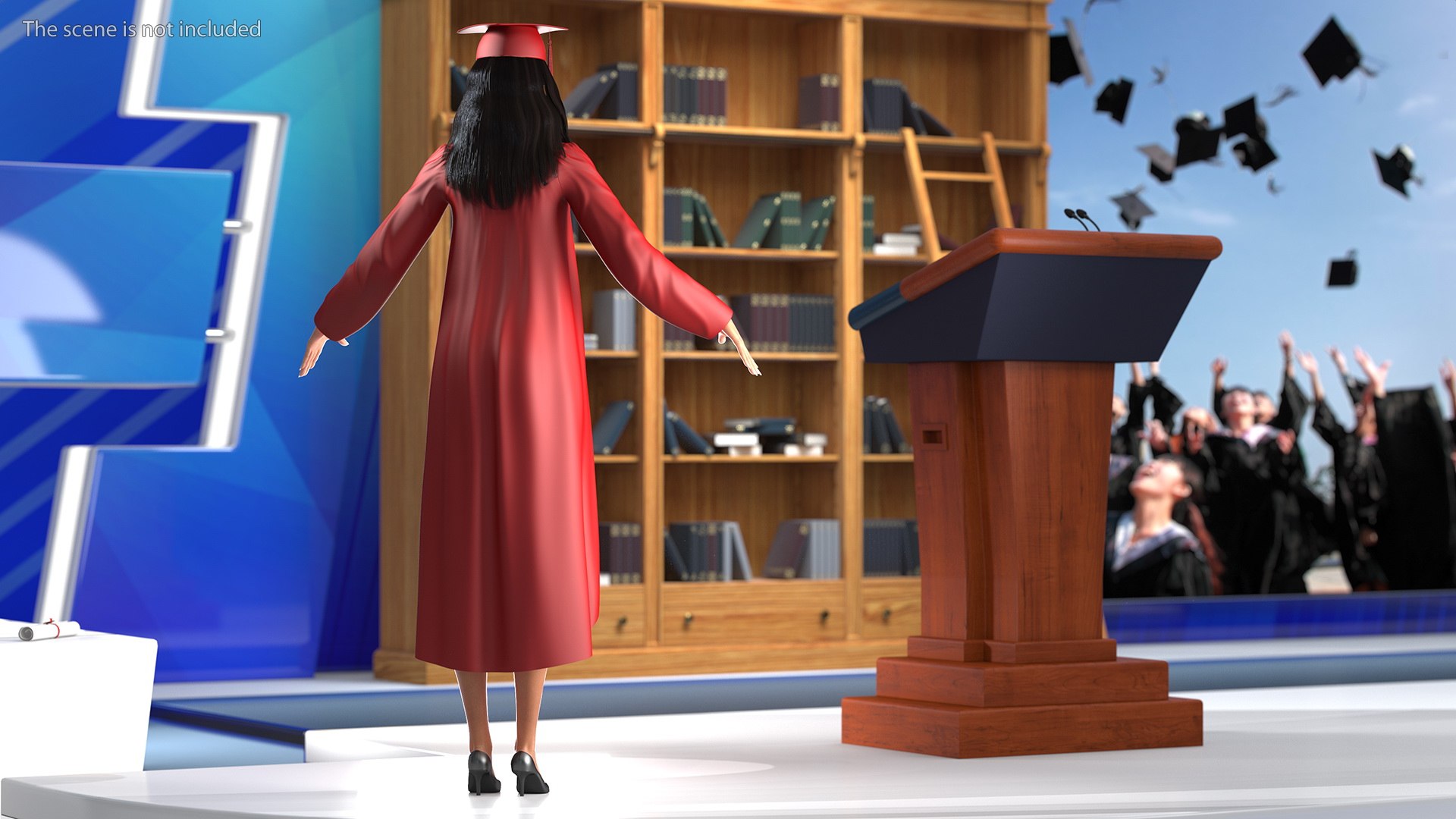 Light skin graduation gown 3D model - TurboSquid 1664260