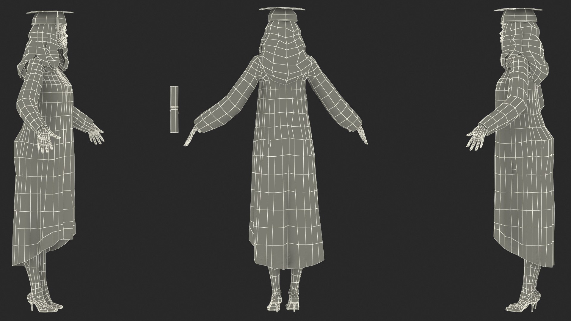 Light skin graduation gown 3D model - TurboSquid 1664260