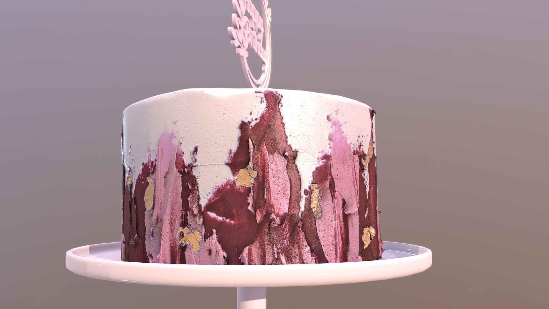 3D Elegant Hibiscus Buttercream Birthday Cake - TurboSquid 2057674