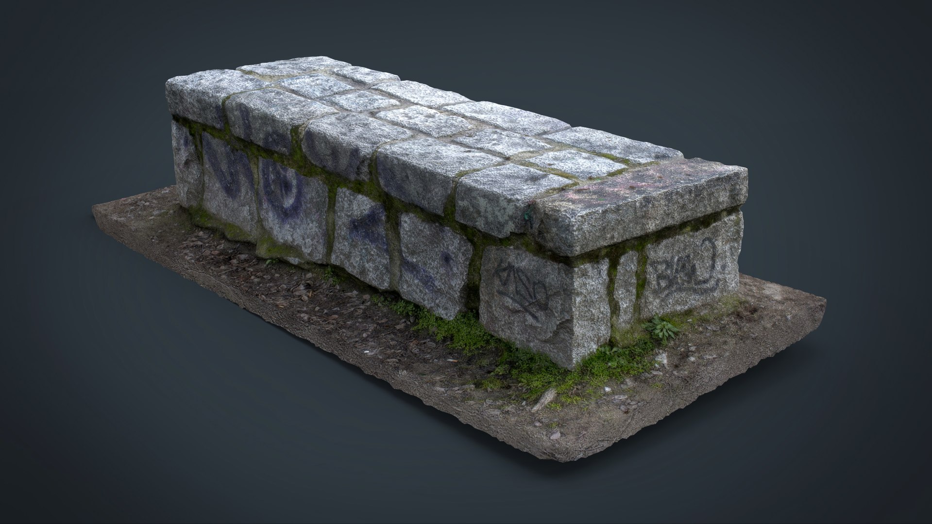 Stone Bench 3d Model