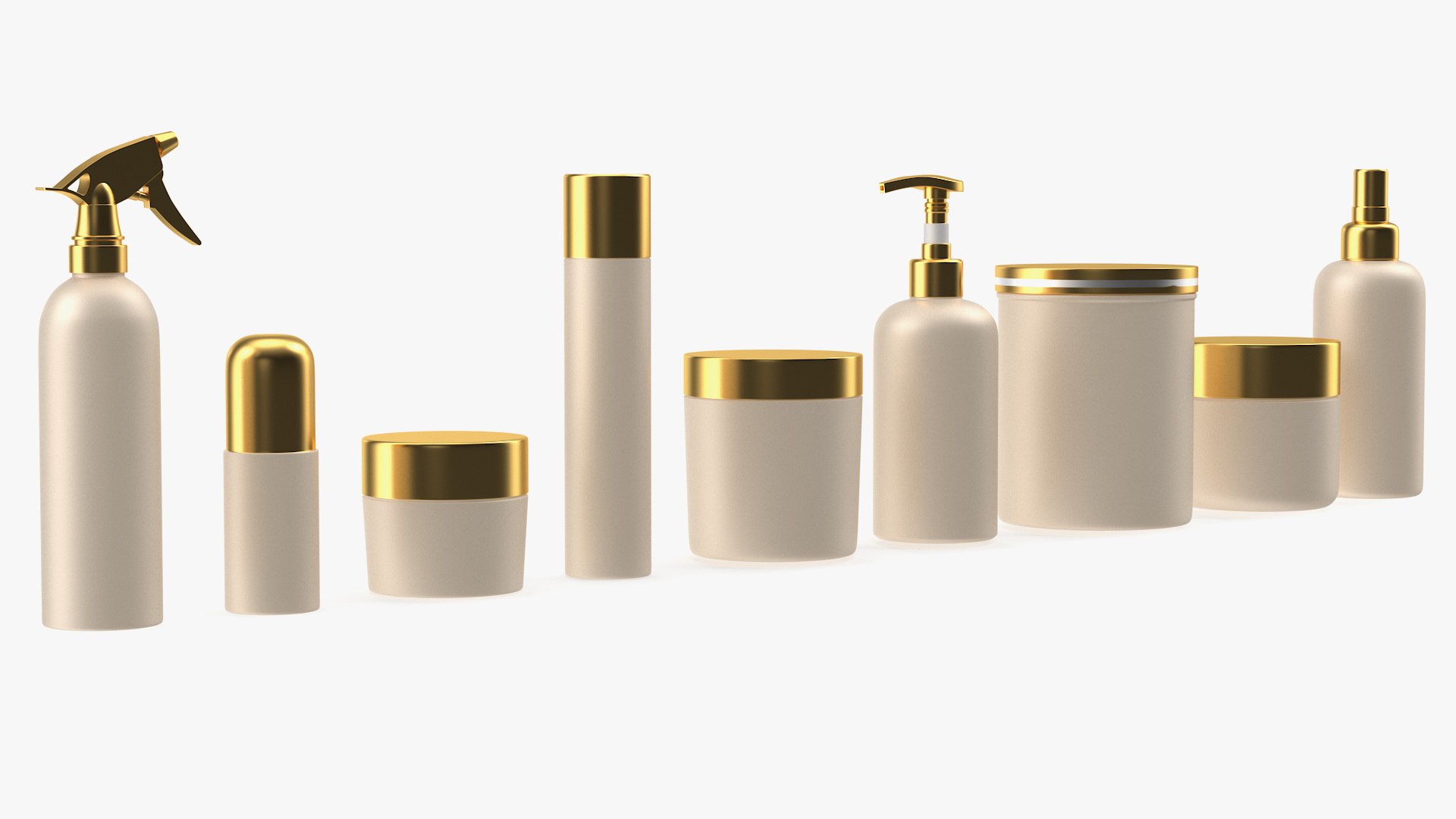 3D cosmetic package set gold - TurboSquid 1477066