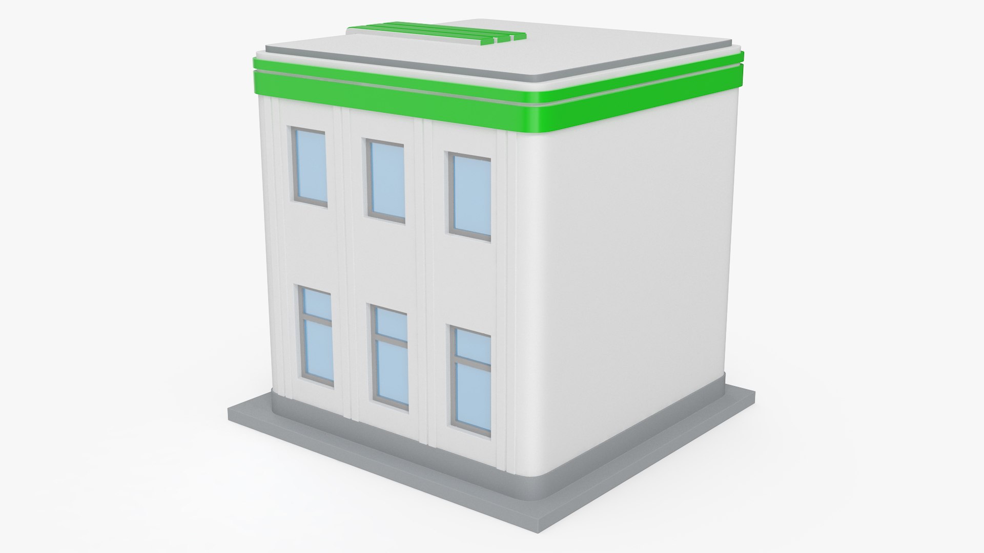 Cartoon Bank Building Green 3D model - TurboSquid 1948152