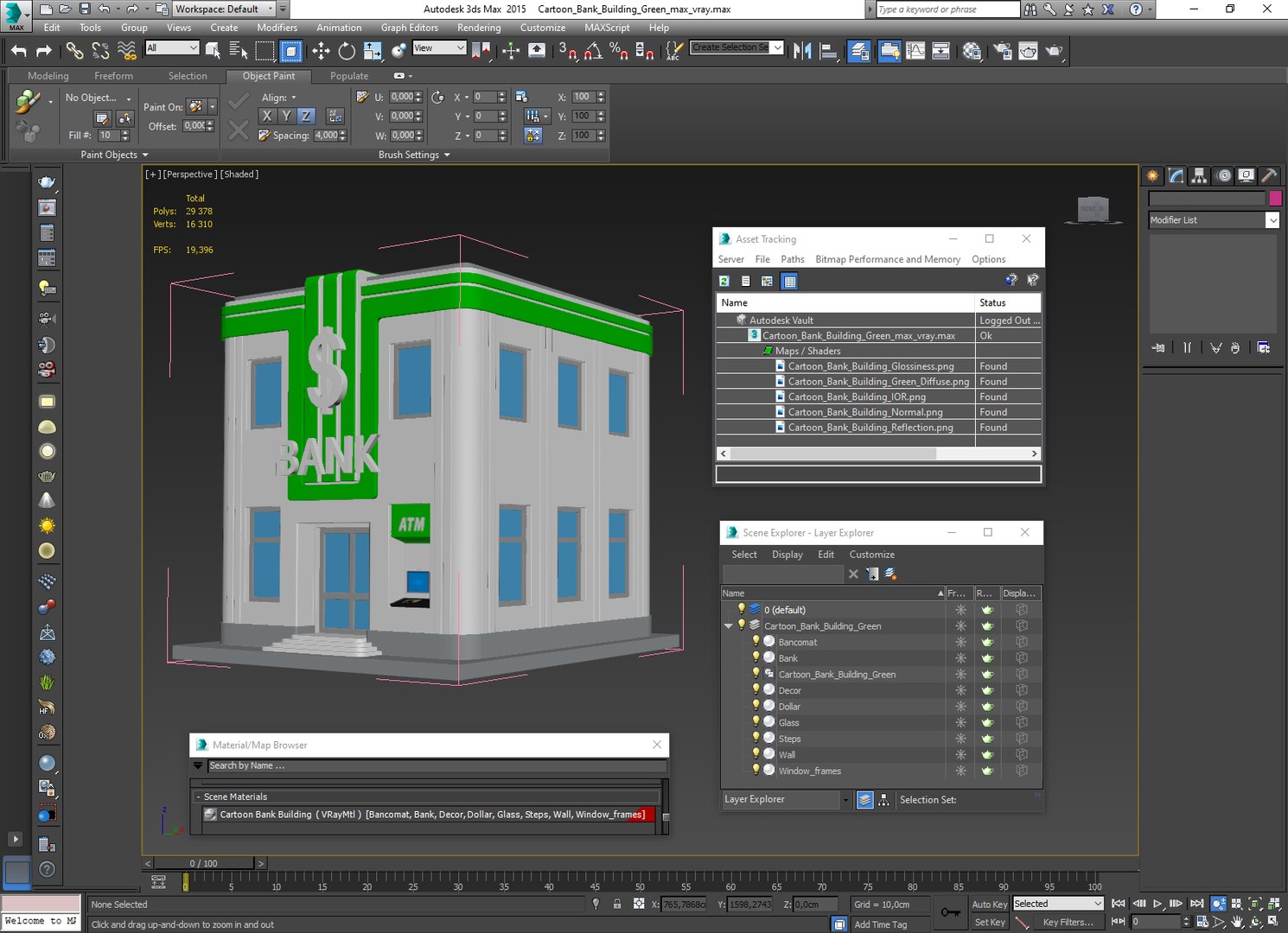 Cartoon Bank Building Green 3D model - TurboSquid 1948152