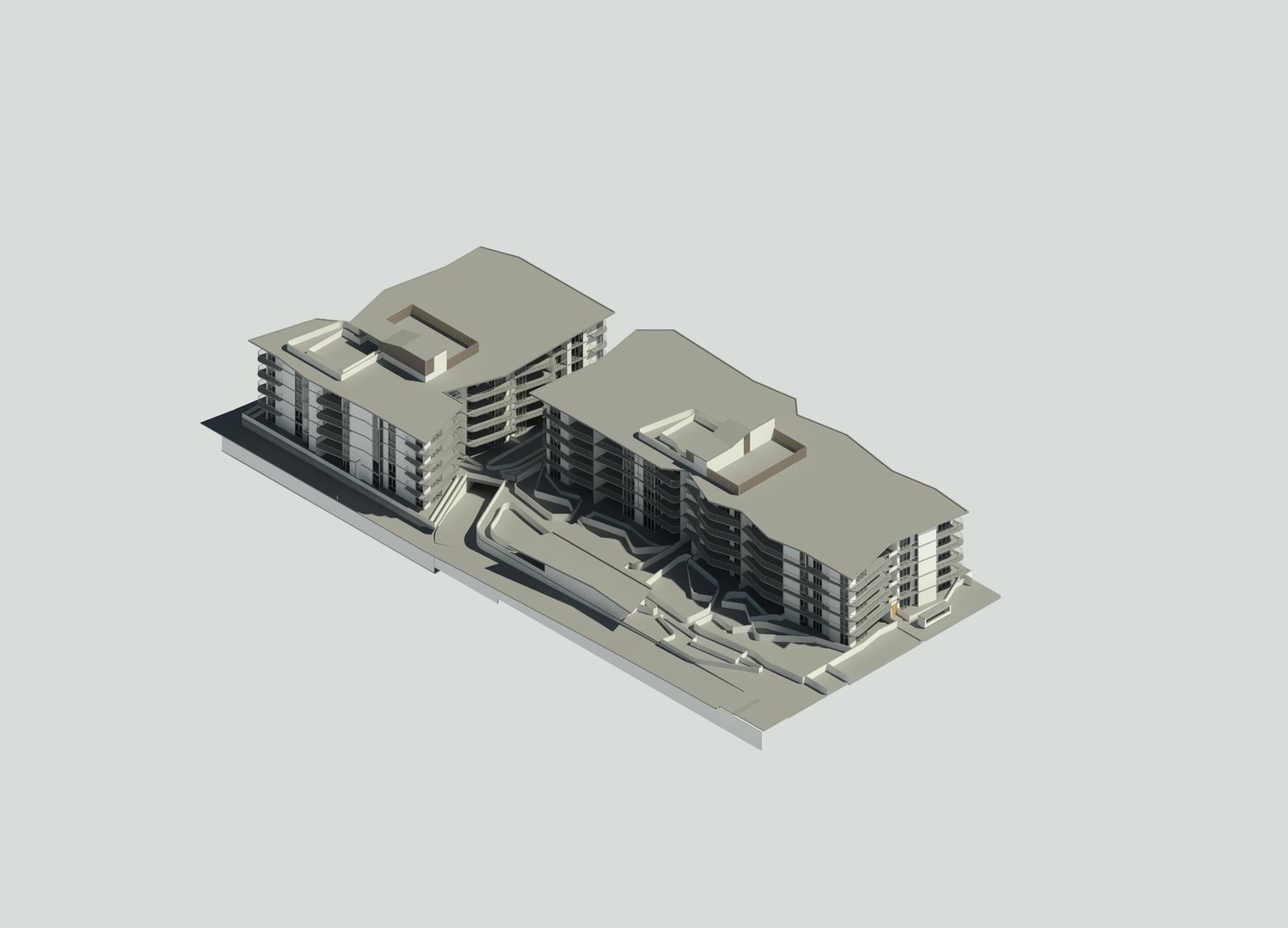 Large Apartment Building Complex 3D Model - TurboSquid 2220639